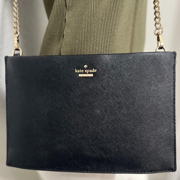 kate spade | Bags | Black Kate Spade Crossbody Purse With Gold Chain ...